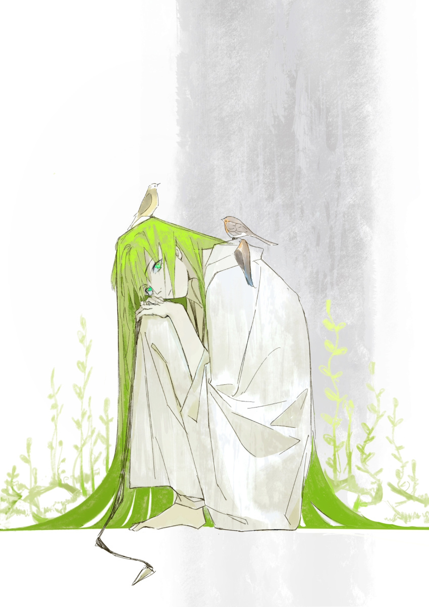 Safebooru - 1other absurdres androgynous animal on head bird bird on ...