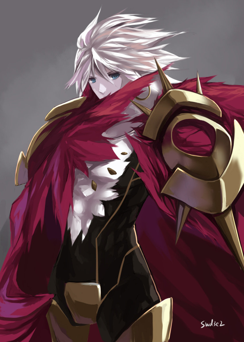 Safebooru - 1boy armor blue eyes cape fate/apocrypha fate (series) fur ...