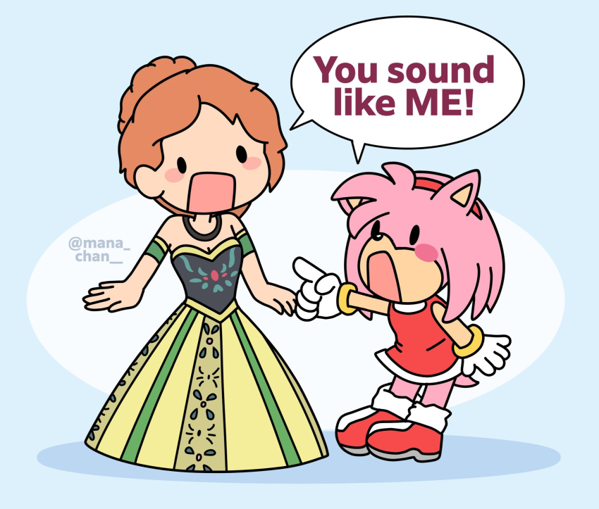 Safebooru - 2girls amy rose animal ears animal nose anna (frozen) chibi ...