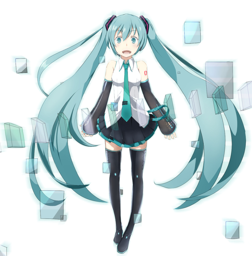 Safebooru - 1girl aqua eyes aqua hair boots detached sleeves hatsune miku hatsune miku ...