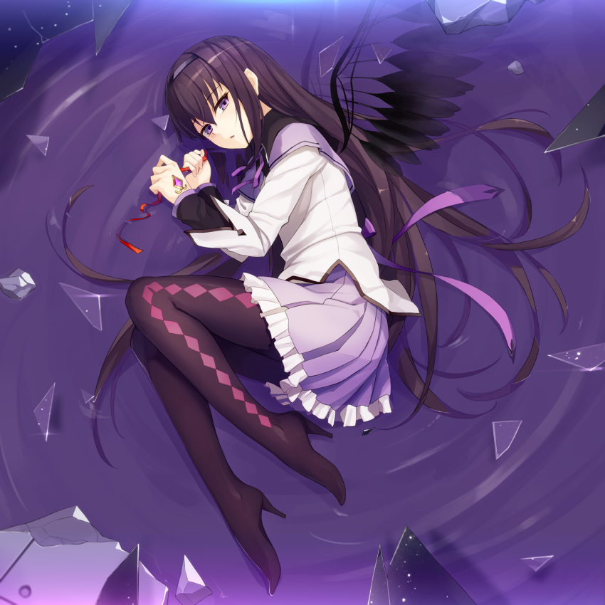 Safebooru - 1girl akemi homura argyle argyle legwear black hair high heels highres legs long ...