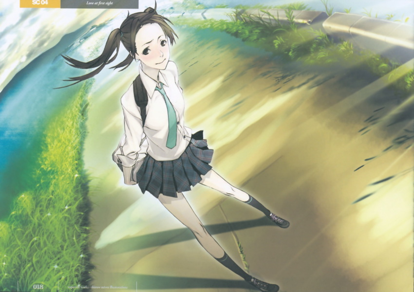 Safebooru - bag blush brown eyes brown hair green hatsune miku miwa ...