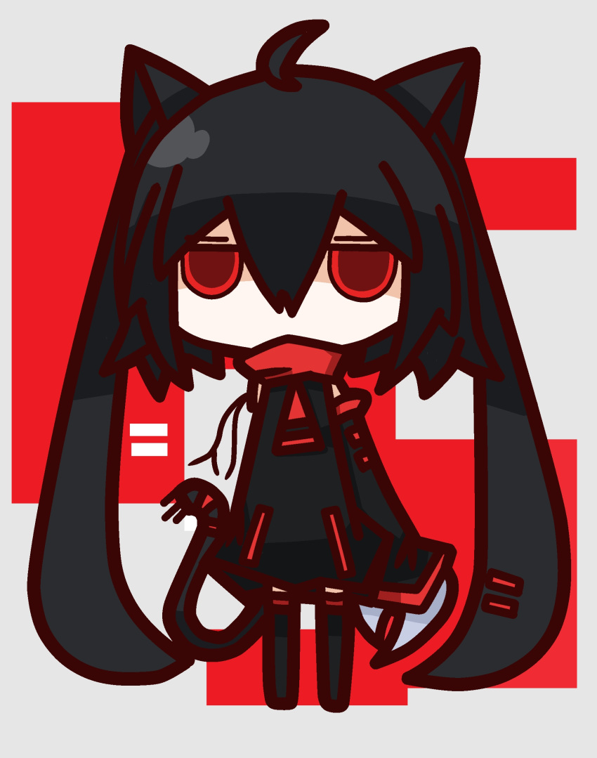 Safebooru - 1girl absurdres ahoge amputee animal ears black hair blank eyes cat ears cat tail ...