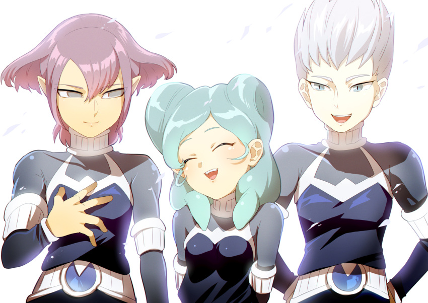 Safebooru - 1girl 2boys alpha (inazuma eleven) aqua hair beta (inazuma ...