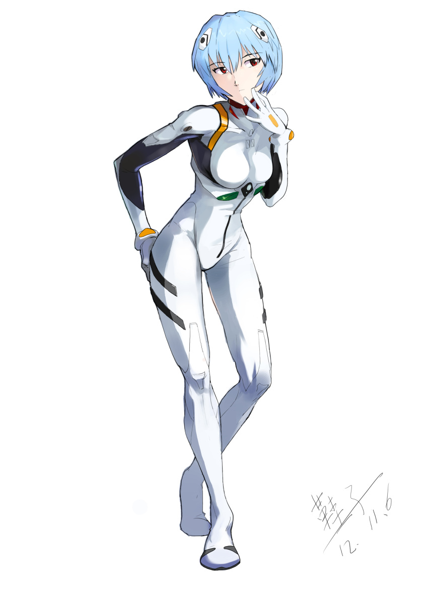 Safebooru - 1girl absurdres ayanami rei blue hair bodysuit cd (yuyumrx) hair ornament highres ...