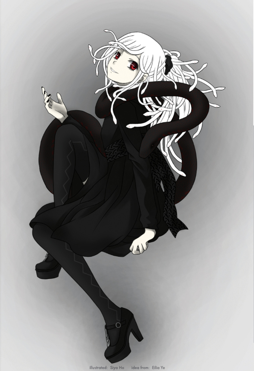 Safebooru - 1girl dress highres koimonogatari living hair long hair ...