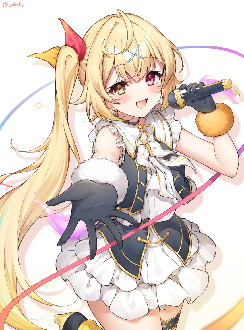 Safebooru - 1girl black gloves blonde hair blush commentary request gloves hair ornament ...