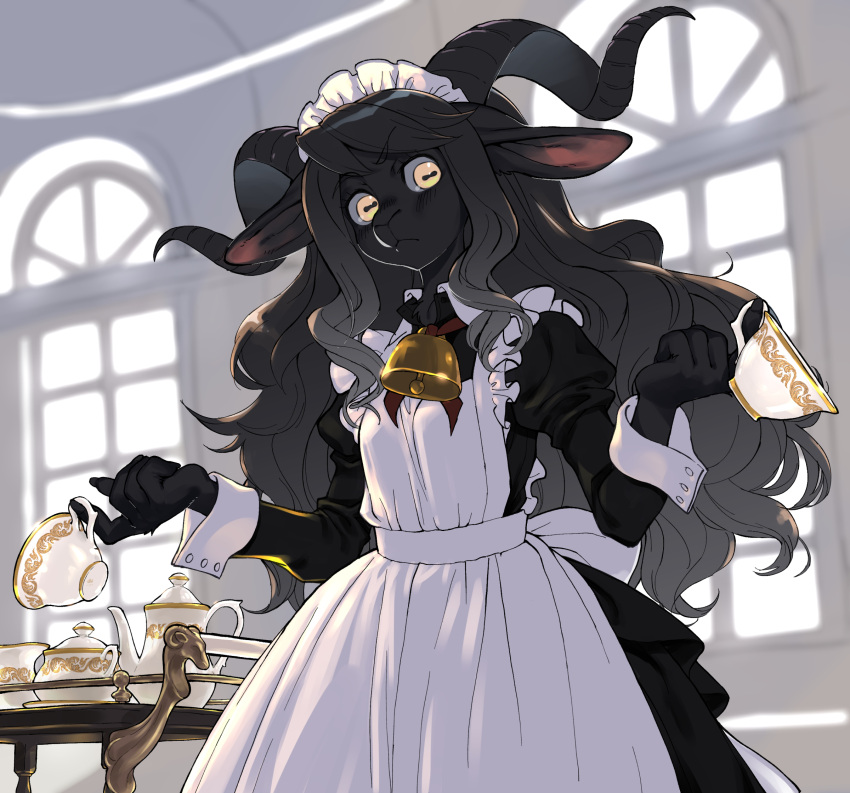 Safebooru - 1girl animal ears apron bell cropped legs frilled apron ...