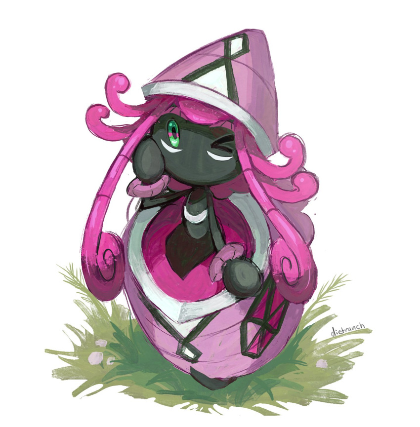 Safebooru - 1girl black skin colored skin dietranch grass green eyes ...