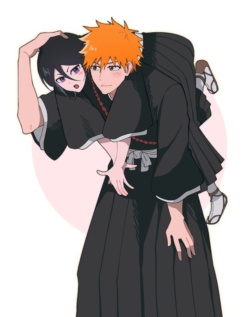 Safebooru - 1boy 1girl absurdres black hair black kimono bleach blush ...
