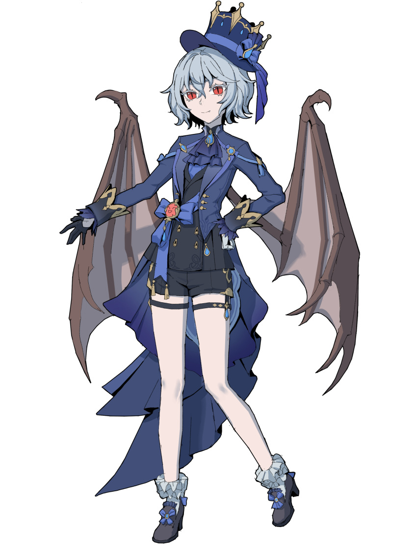 Safebooru - 1girl absurdres alternate costume ascot asymmetrical gloves bat wings black gloves ...