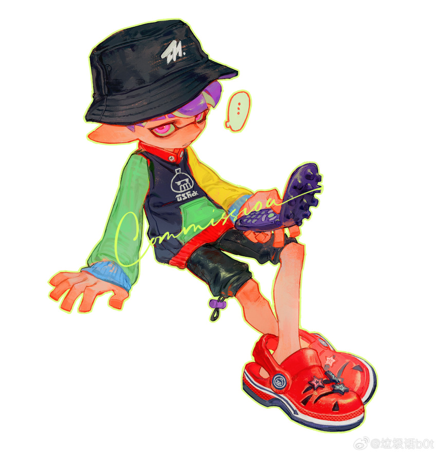Safebooru - ... 1boy absurdres arm support black hat black shorts ...