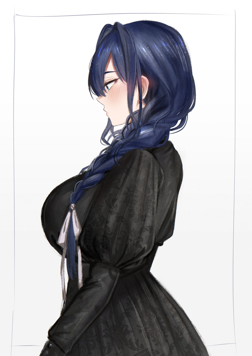 Safebooru - 1girl absurdres ataririri black dress braid breasts dress english commentary from ...