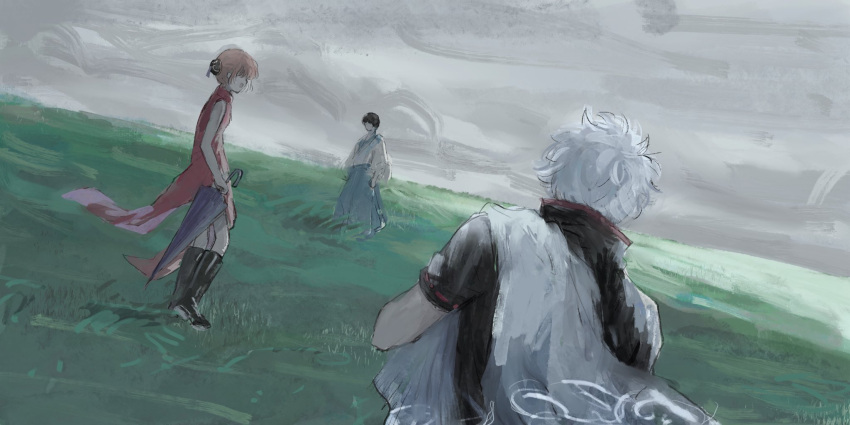 Safebooru - 1girl 2boys black boots black hair black shirt blue pants ...