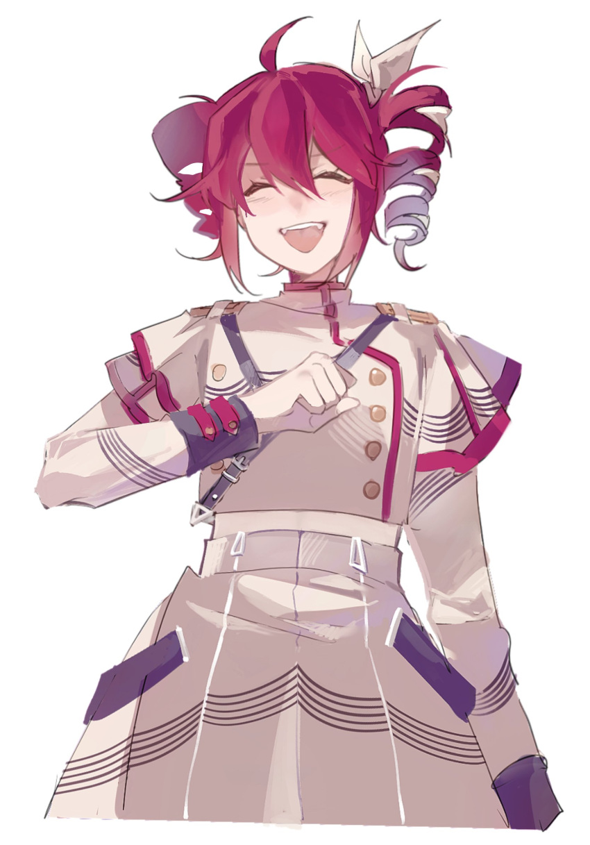 Safebooru - 1girl ahoge akiham arm at side belt black belt black sleeve cuffs blush buttons ...