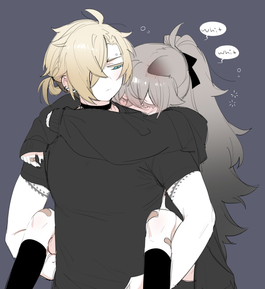 Safebooru - 1boy 1girl arm tattoo black choker black shirt black socks black sweater blonde hair ...