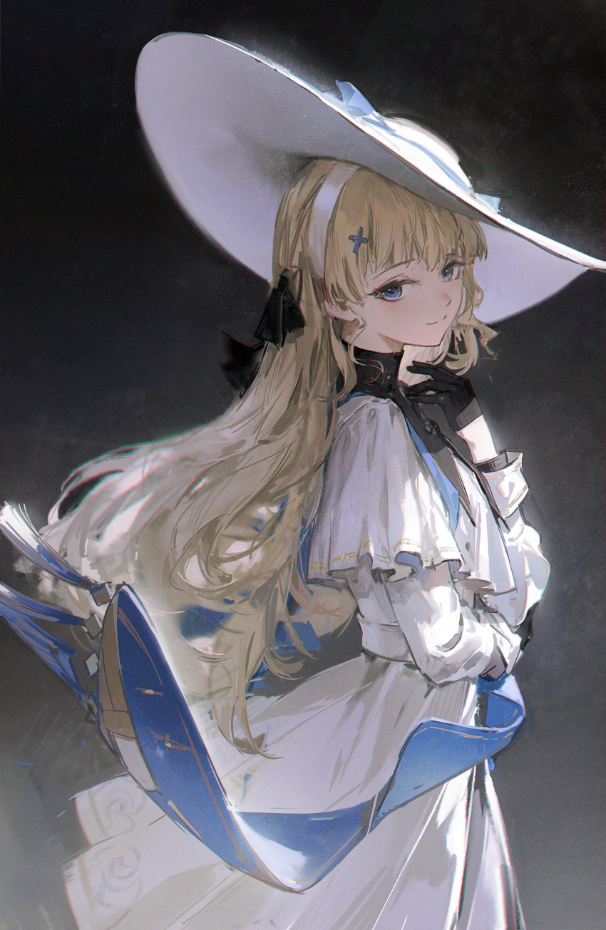 Safebooru - 1girl absurdres black bow black collar black gloves blonde ...