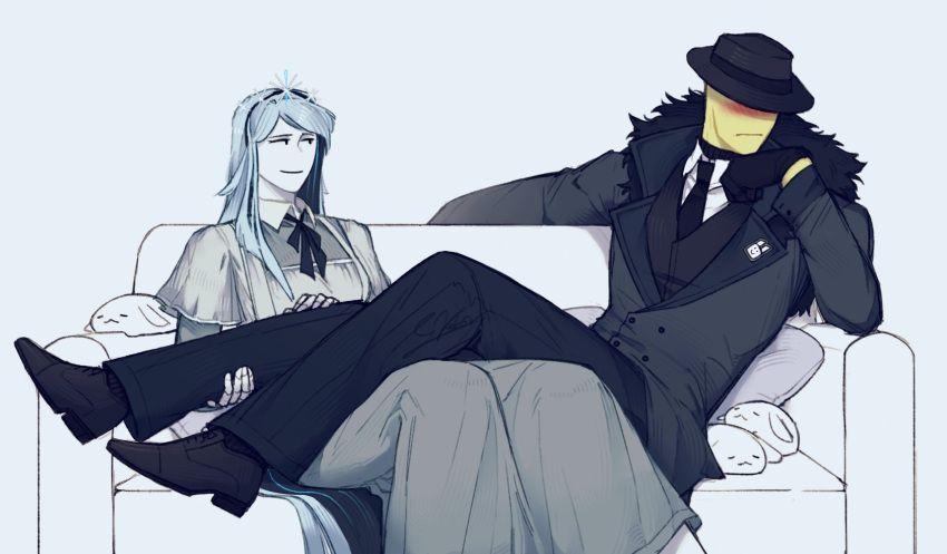 Safebooru - 1boy 1girl 2girls black coat black eyes black gloves black ...