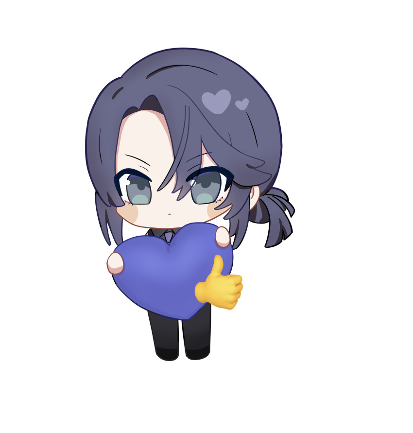 Safebooru - 1boy absurdres black jacket black pants black shirt blue eyes blue hair blush ...