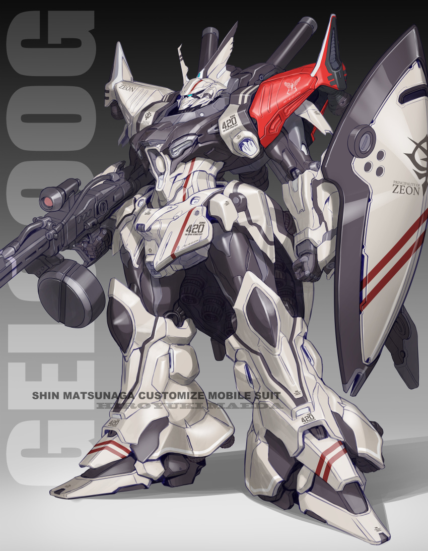 Safebooru - absurdres arm shield artist name beam rifle blue eyes character name clenched hand ...