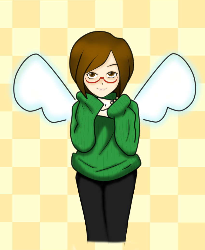 Safebooru - 1girl artist request brown eyes brown hair checkered ...