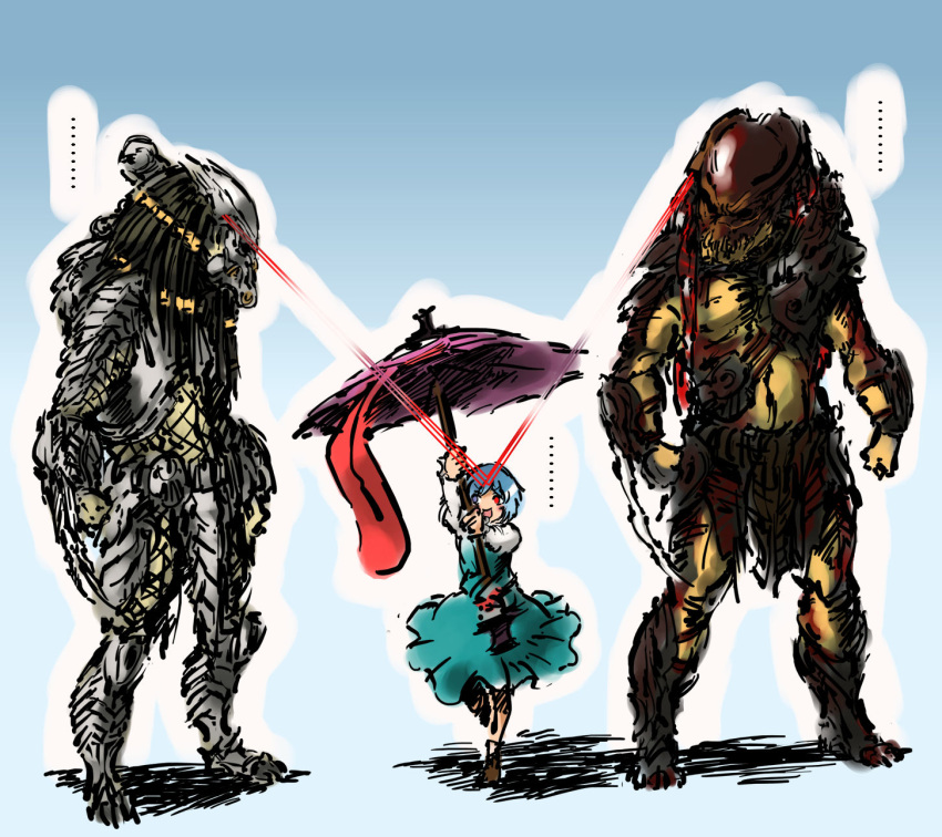 Safebooru - 1girl alien armor berserker predator blue eyes blue hair ...