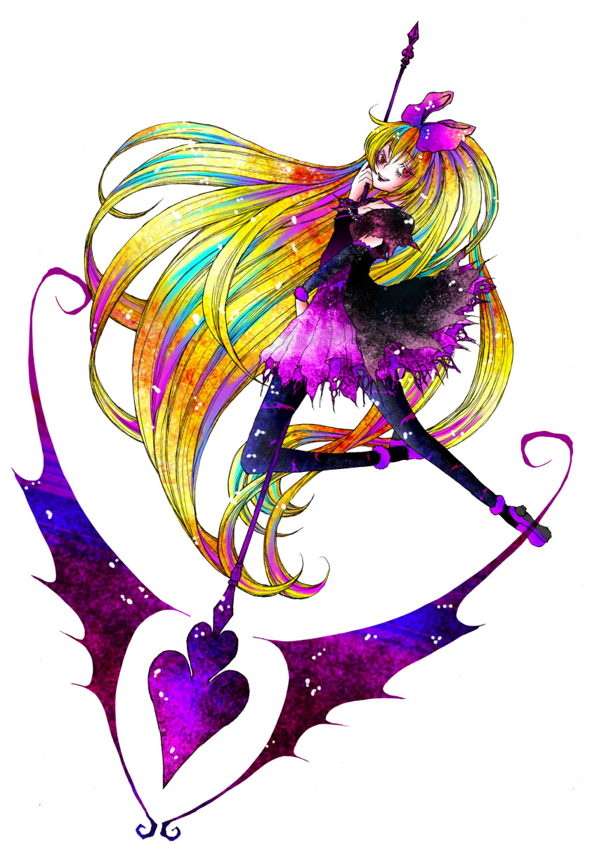Safebooru - 1girl absurdly long hair arm warmers bat print batsura ...