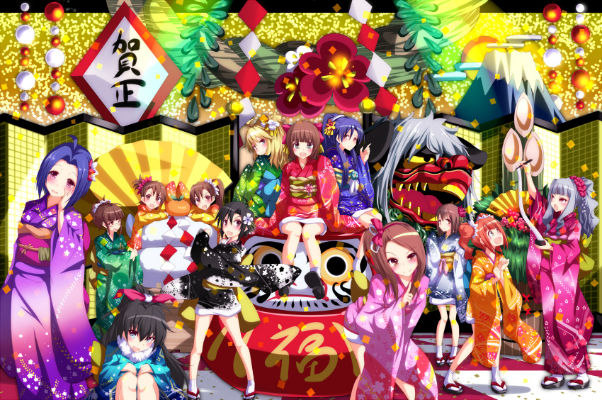 Safebooru - 6+girls akizuki ritsuko amami haruka black hair blue hair bowl brown eyes brown hair ...