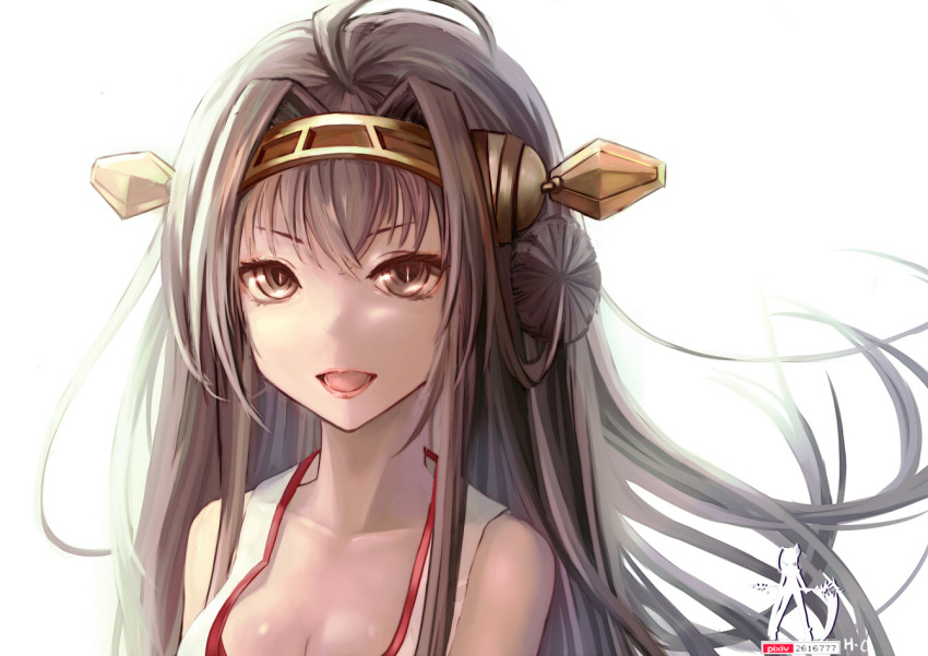 Safebooru - 1girl ahoge brown eyes brown hair hc headgear kantai collection kongou (kantai ...