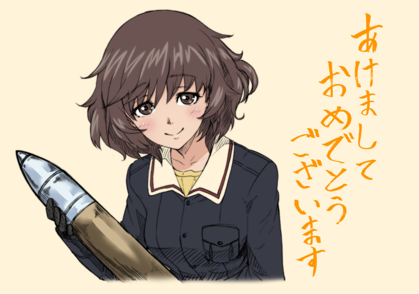 Safebooru - 1girl akisu karasu akiyama yukari blush brown eyes brown hair girls und panzer ...