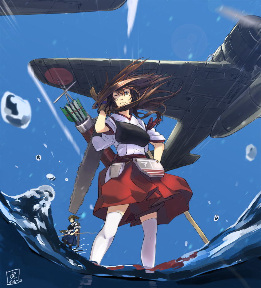 Safebooru - 2girls ;) a6m zero akagi (aircraft carrier) akagi (kantai ...