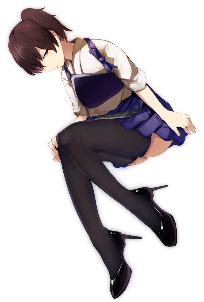 Safebooru - 1girl ashiwara yuu black legwear blush brown eyes brown hair hakama skirt high heels ...
