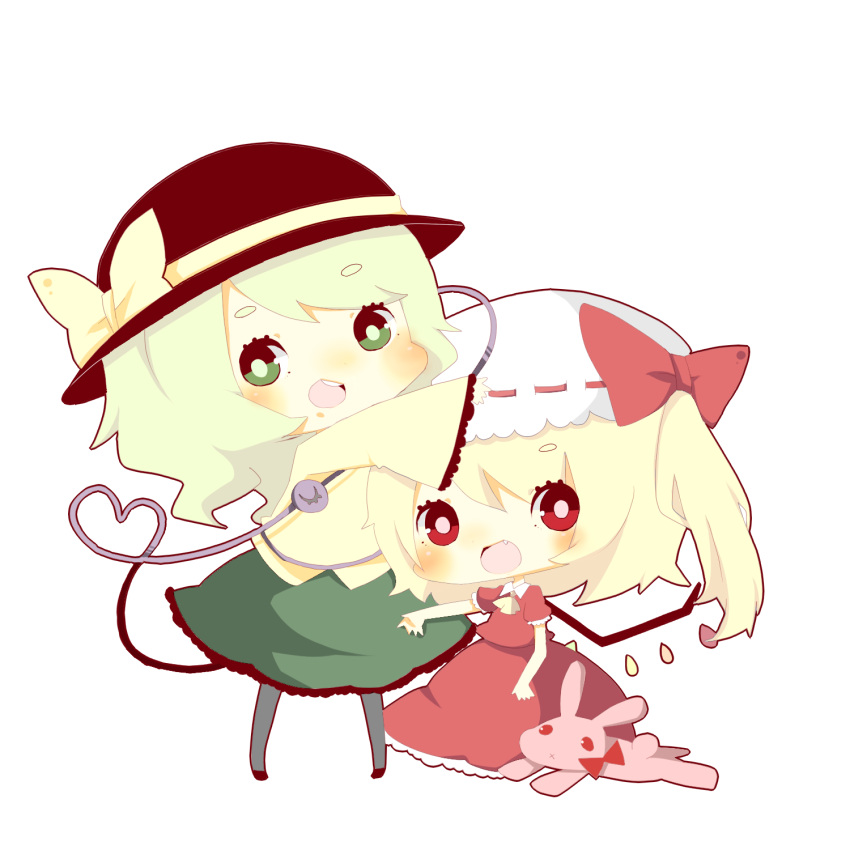 Safebooru - 2girls blonde hair blush chibi crystal doll fang flandre ...