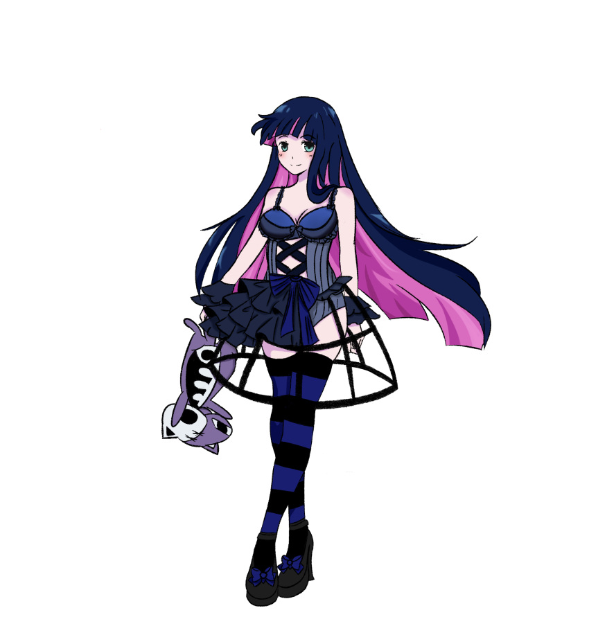 Safebooru - 1girl absurdres blue eyes blue hair corset crossed legs ...
