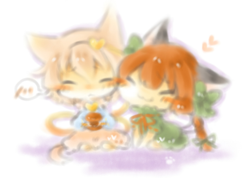 Safebooru - 2girls animal ears blush braid cat ears cat tail chibi ...