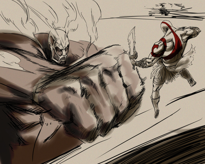 Safebooru - action bald bandages clenched teeth colossal titan ...