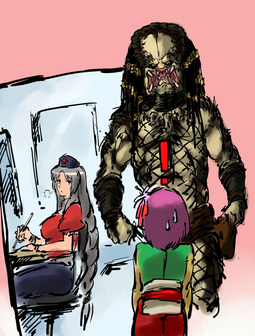 Safebooru - 2girls alien crossover fangs fishnets flower hair flower ...