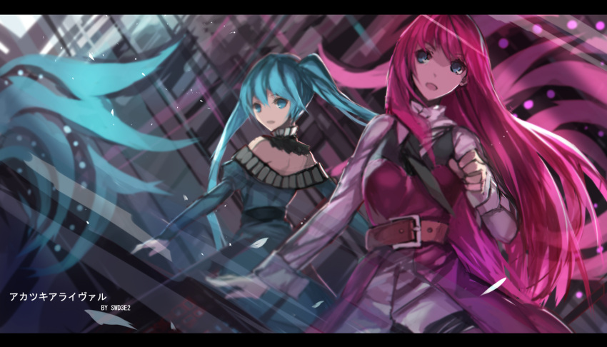 Safebooru - 2girls akatsuki arrival (vocaloid) aqua eyes aqua hair ...