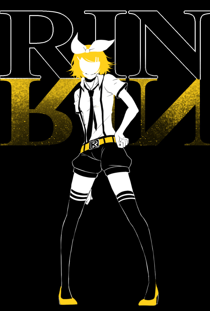 Safebooru - 1girl belt black background black legwear blonde hair ...