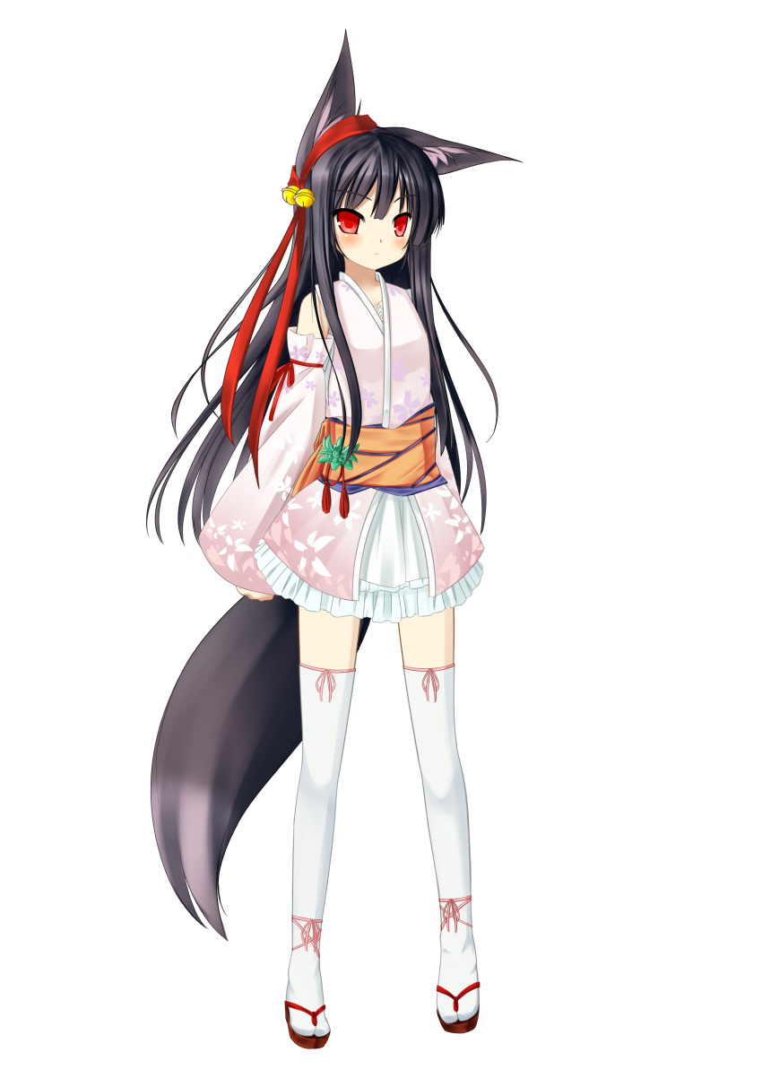 Safebooru - 1girl absurdres animal ears bell black hair blush fox ears fox tail highres jingle ...