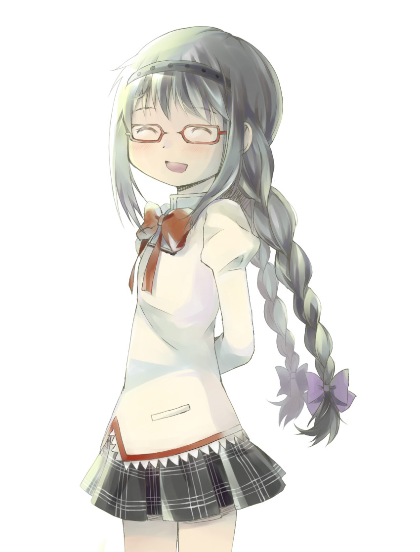 Safebooru - 1girl akemi homura black hair bowtie braid closed eyes glasses hairband highres long ...