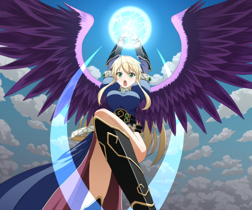 Safebooru - 1girl angel wings armlet armor blonde hair boots breasts breath of fire breath of ...