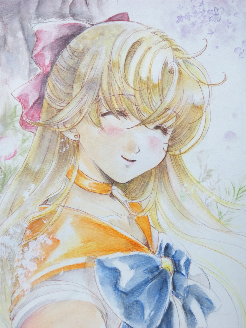 Safebooru - 1girl aino minako bishoujo senshi sailor moon blonde hair blush bow closed eyes ...