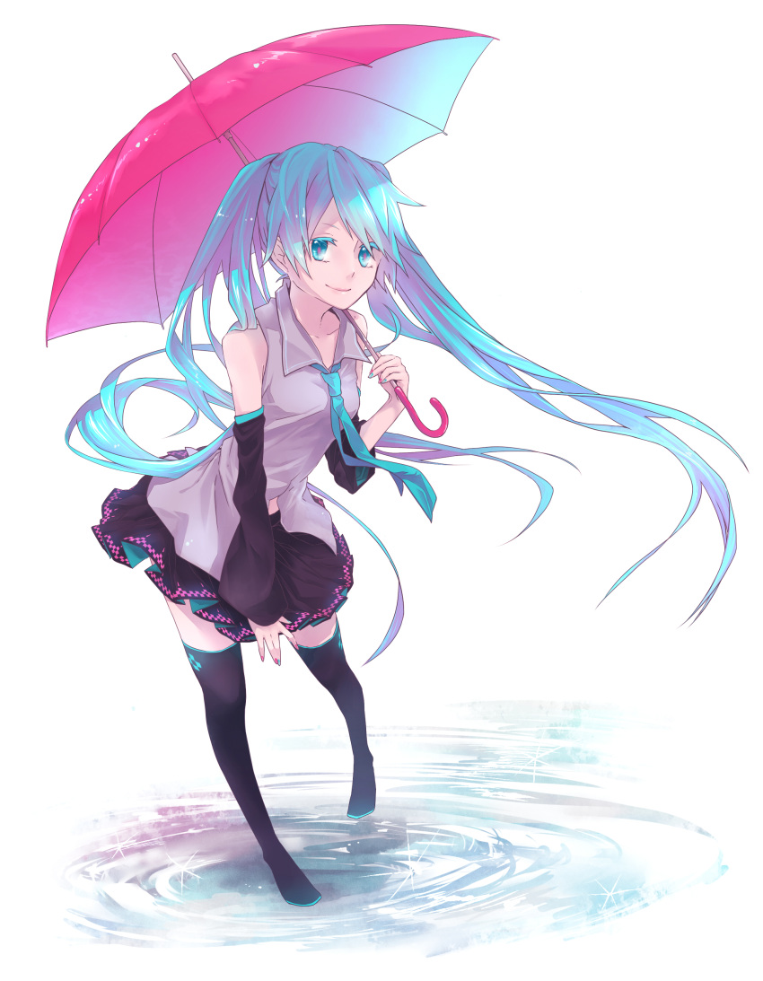 Safebooru - 1girl absurdres aqua eyes aqua hair boots detached sleeves dlei hatsune miku highres ...