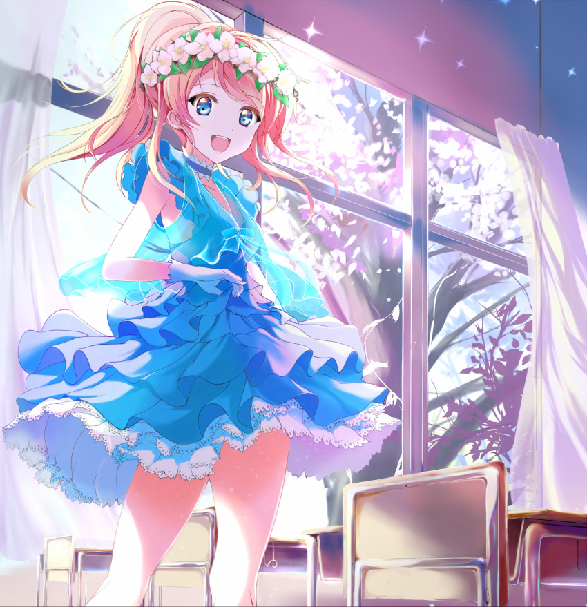 Safebooru - 1girl ayase eli blonde hair blue eyes dress flower highres long hair love live ...