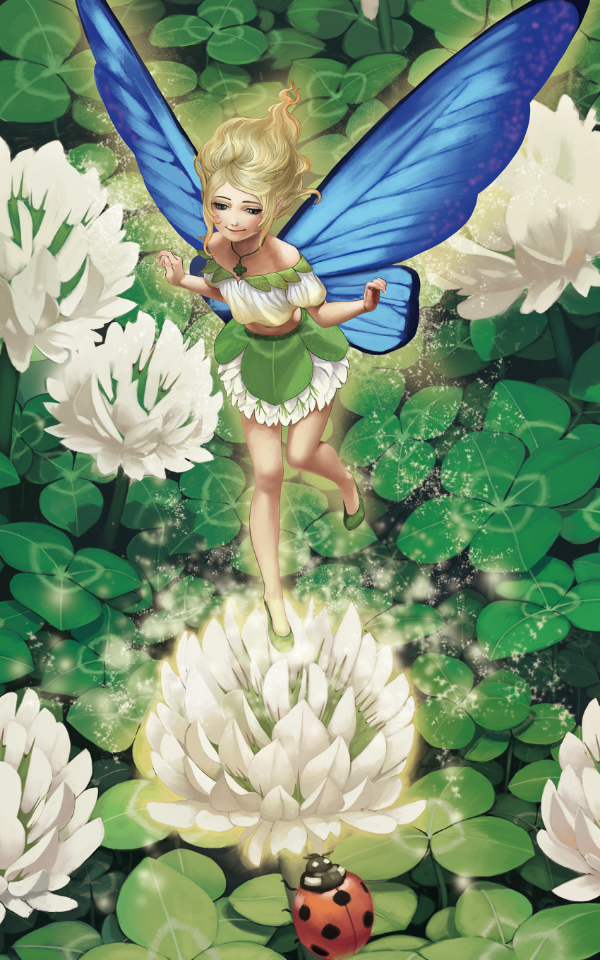 Safebooru 1girl Bare Shoulders Blonde Hair Blue Eyes Butterfly Wings 5907