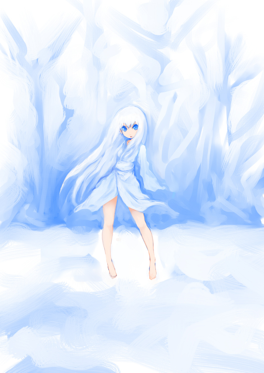 Safebooru - 1girl absurdres barefoot blue eyes flat chest highres johan ...