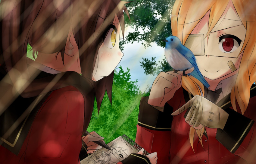 Safebooru - bandaged fingers bandages bandaid on face bird blonde hair ...