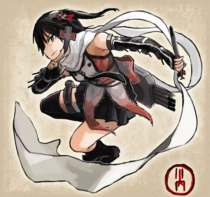 Safebooru - 1girl black hair black legwear brown eyes character request ...