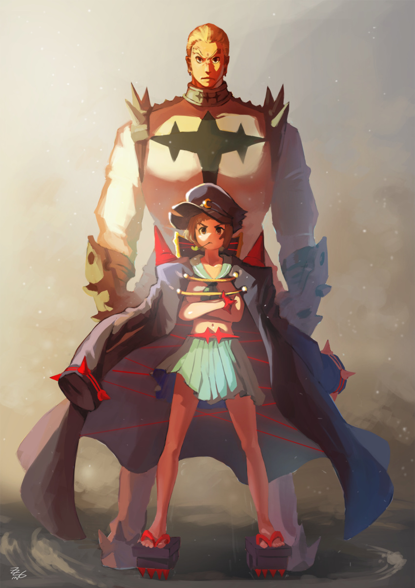 Safebooru - 1boy 2girls banchou crossed arms gamagoori ira geta ...